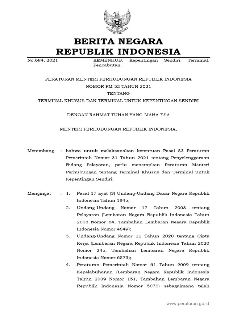Peraturan Terminal Khusus Kemenhub | PDF | Bisnis