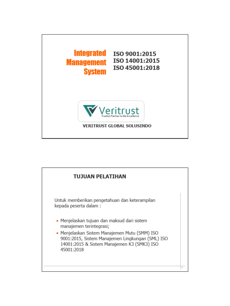Materi QHSE Integrated Management System QHSE Veritrust | PDF