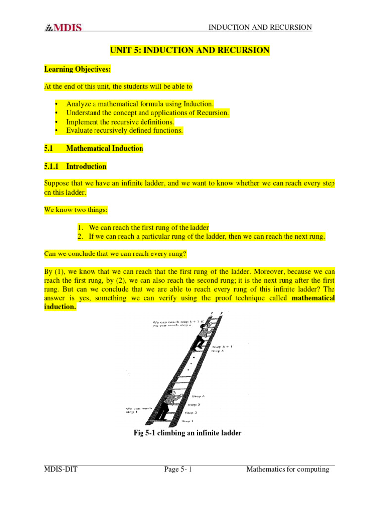 A05 DIT - MC - U5 - Induction and Recursion x5 OK | PDF | Recursion | Function (Mathematics)
