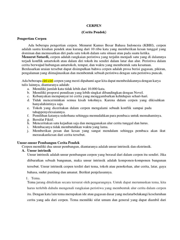 Materi Cerpen | PDF