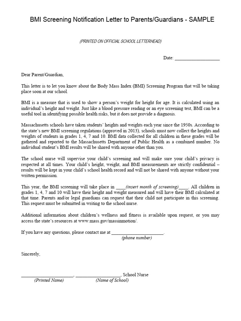 BMI PreScreening Notification-Sample | PDF