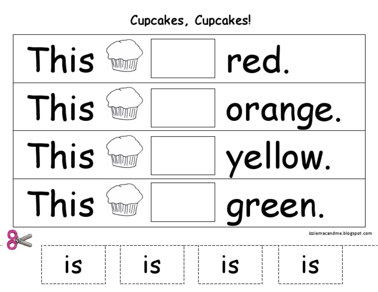 Cupcakes Sight Word Is Cut and Paste Page 1 | PDF