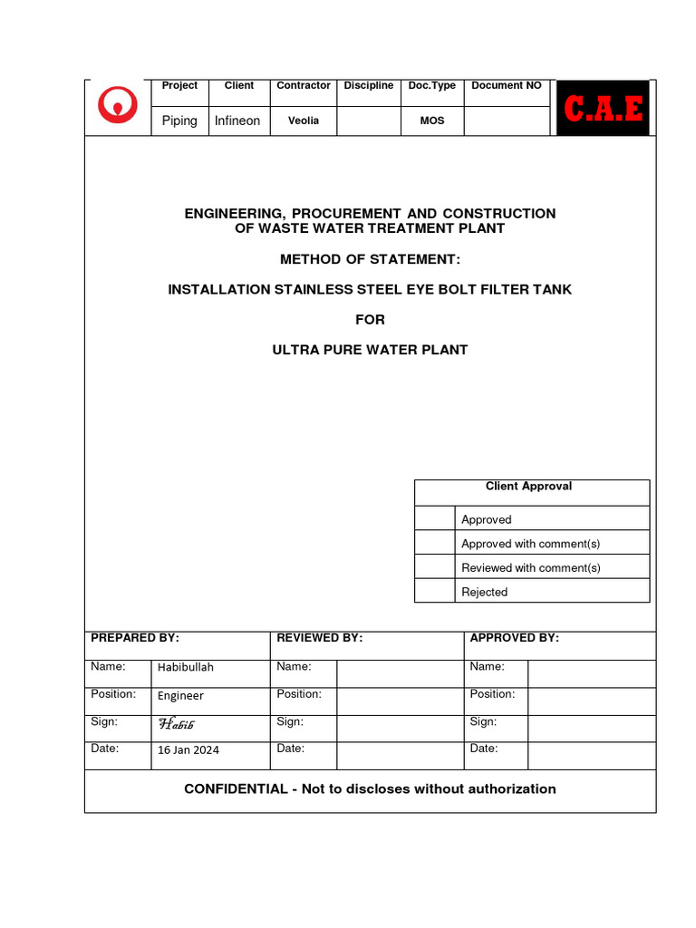 Mos-Installation Stainless Steel Eye Bolt Filter Tank | PDF ...