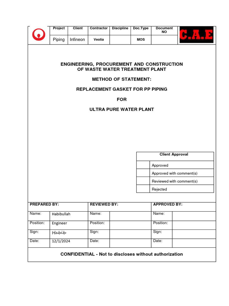 Gasket Replacement Method Statement | PDF | Personal Protective ...