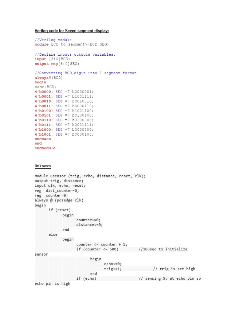 Verilog Code For Seven Segment Display | PDF | Binary Coded Decimal ... Verilog Code For Seven Segment Display | PDF | Binary Coded Decimal ...