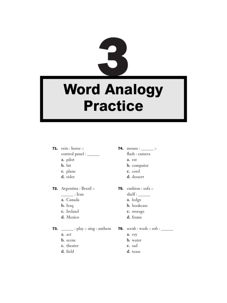 Word Analogy Practice Exercises | PDF