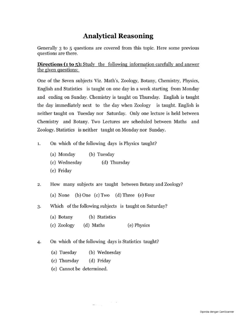 Analytical - Reasoning 1 18 | PDF