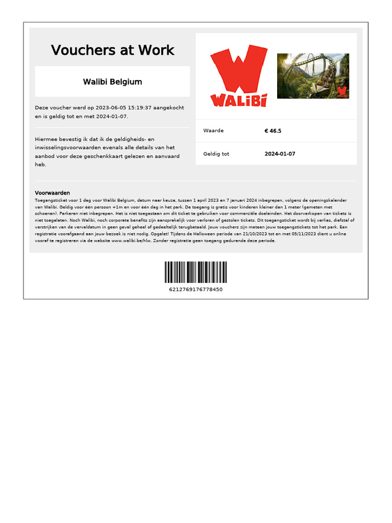 Vouchers at Work: Walibi Belgium | PDF