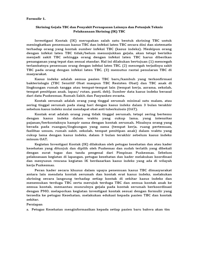 Form Skrining TB | PDF