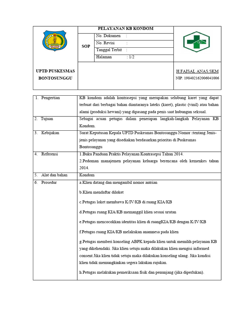 Sop KB Kondom | PDF