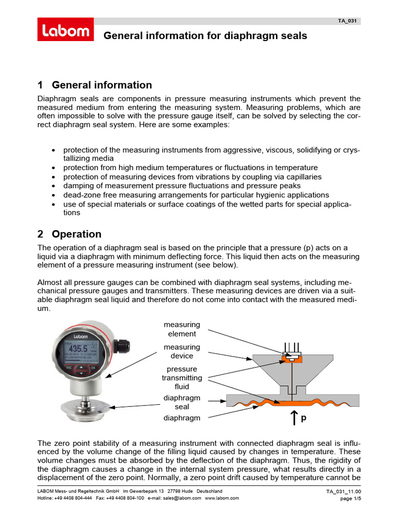 TA - 031 - en General Information For Diaphragm Seals | PDF | Pressure ...