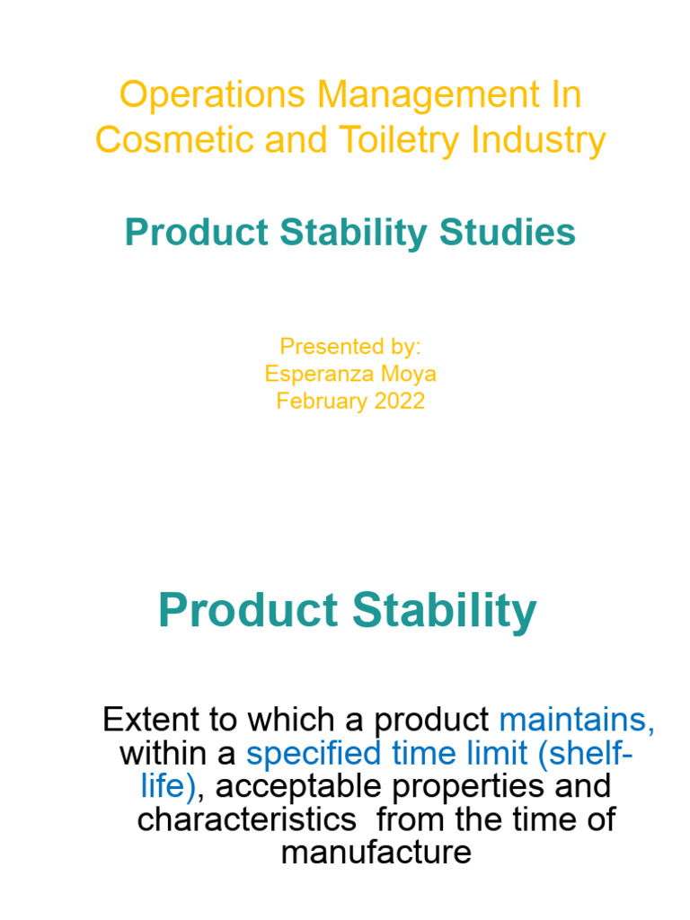 Product Stability in Cosmetics Industry | PDF | Shelf Life | Packaging ...