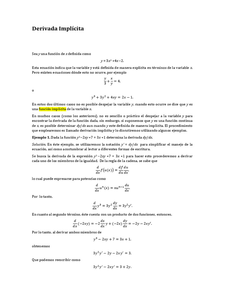 Notas Derivadas Implicitas | PDF