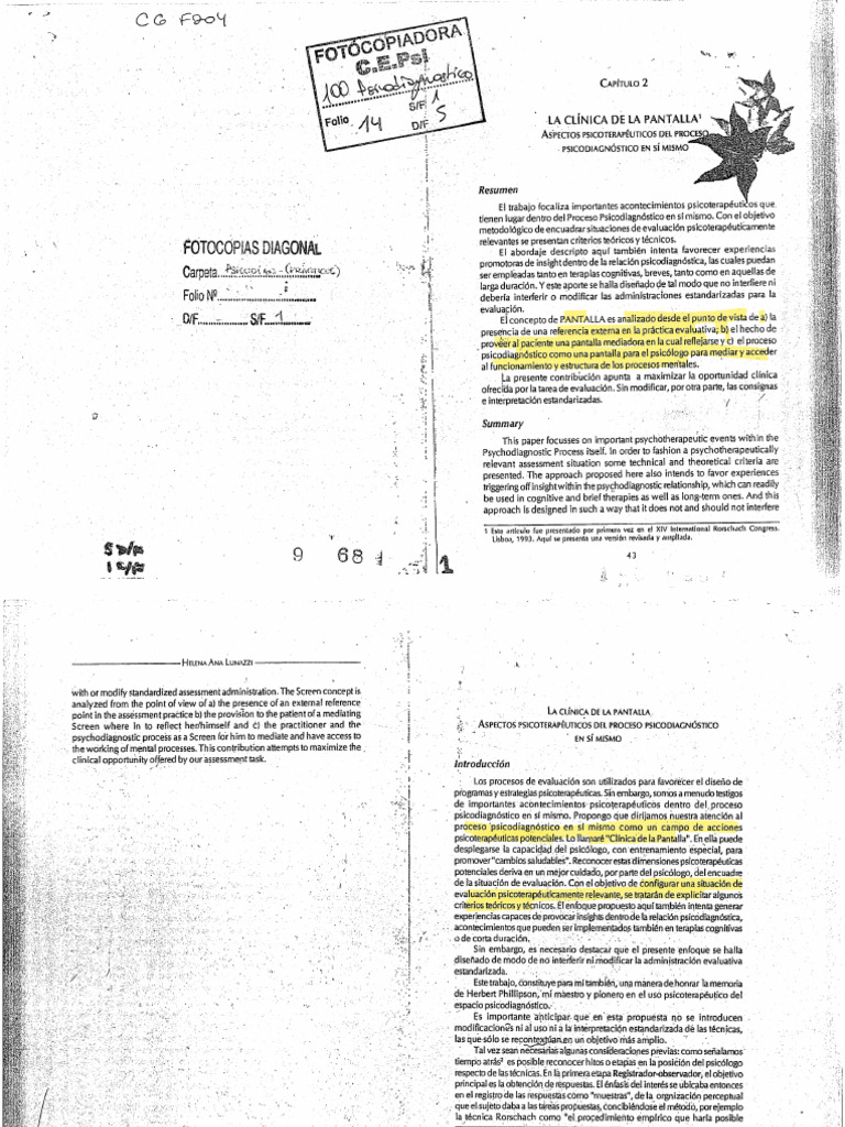 LUNAZZI (2001) - Aportes Al Campo Psicodiagnóstico. Cap 2. La Clínica ...