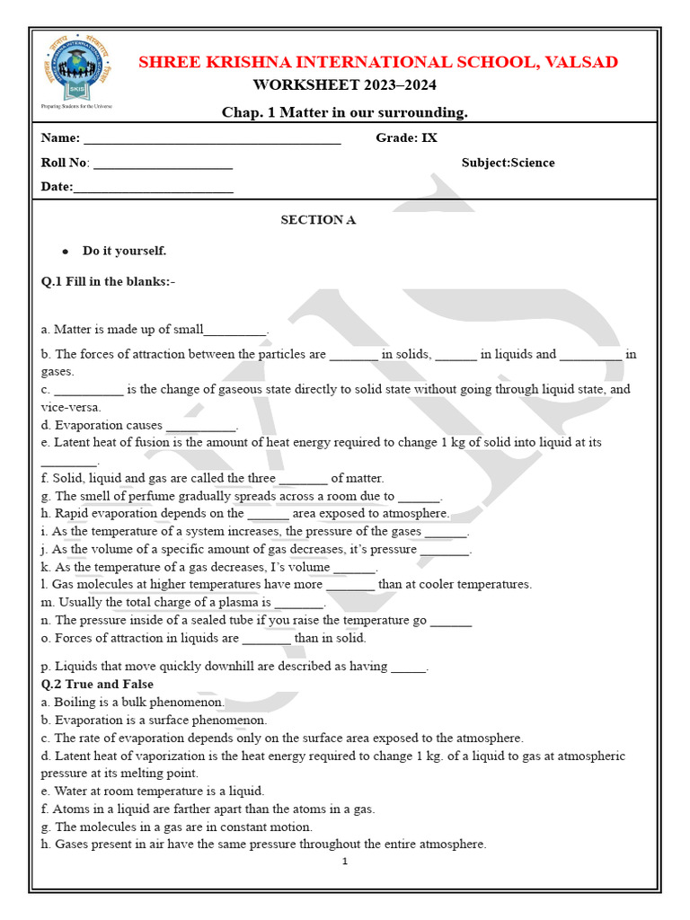 STD 9 CH 1 | PDF | Gases | Liquids