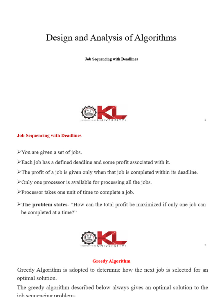 Job Sequencing with Deadlines Explained | PDF | Mathematical Logic | Mathematics
