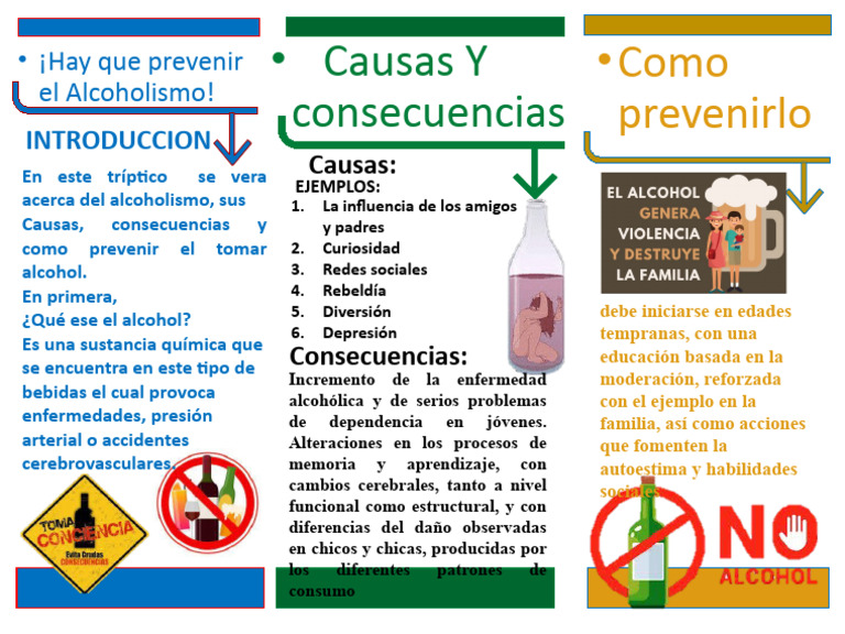 Triptico Alcoholismo. | PDF | Salud y bienestar