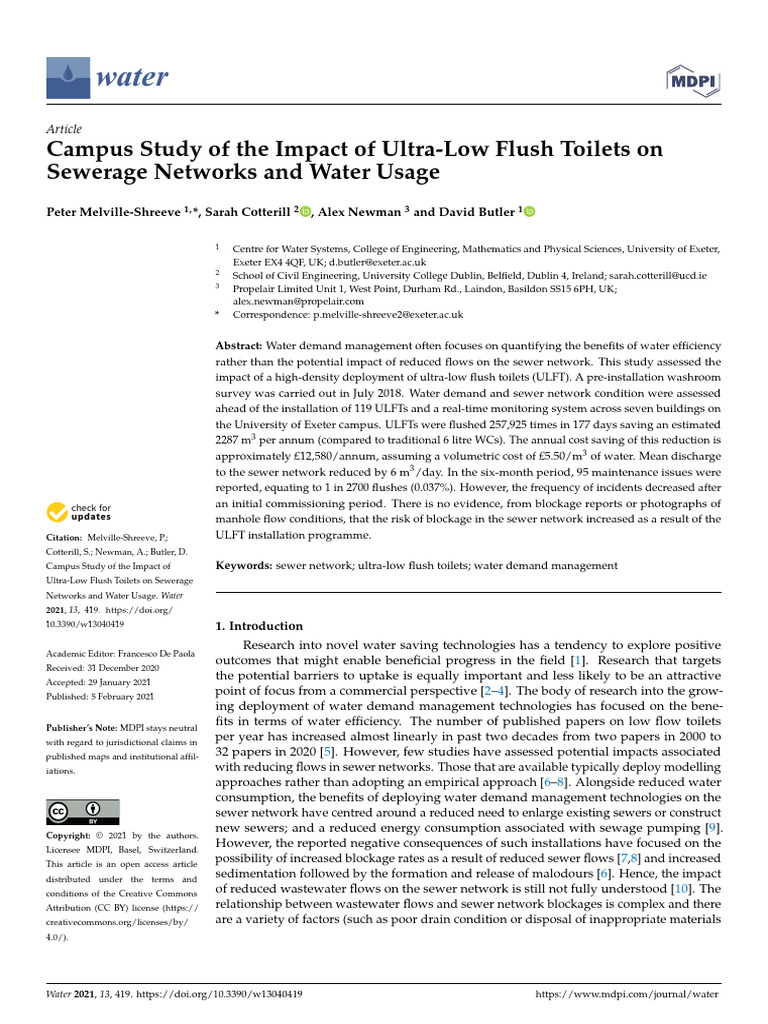Campus Study of The Impact of Ultra-Low Flush Toilets On Sewerage ... Campus Study of The Impact of Ultra-Low Flush Toilets On Sewerage ...