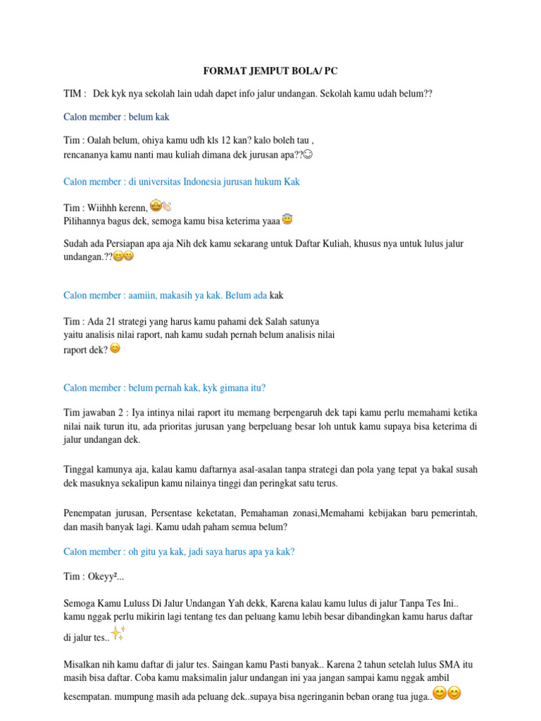 Format Chat Personal & Follow Up | PDF