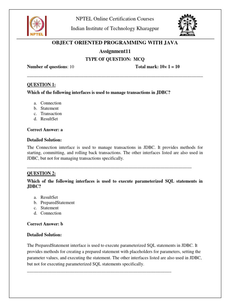 Assignment - 11 Solution | PDF | Software | Object Oriented Programming Assignment - 11 Solution | PDF | Software | Object Oriented Programming