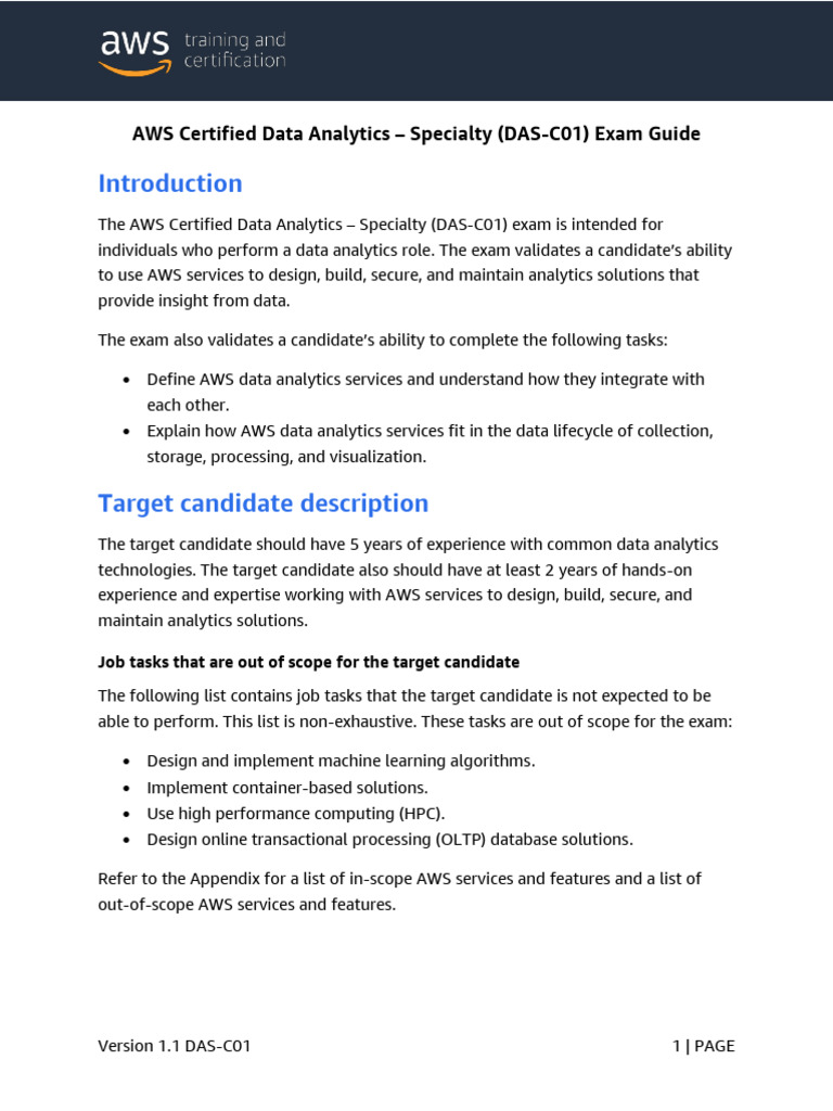 AWS Certified Data Analytics Specialty Exam Guide | PDF | Computer Data Storage | Amazon Web ...