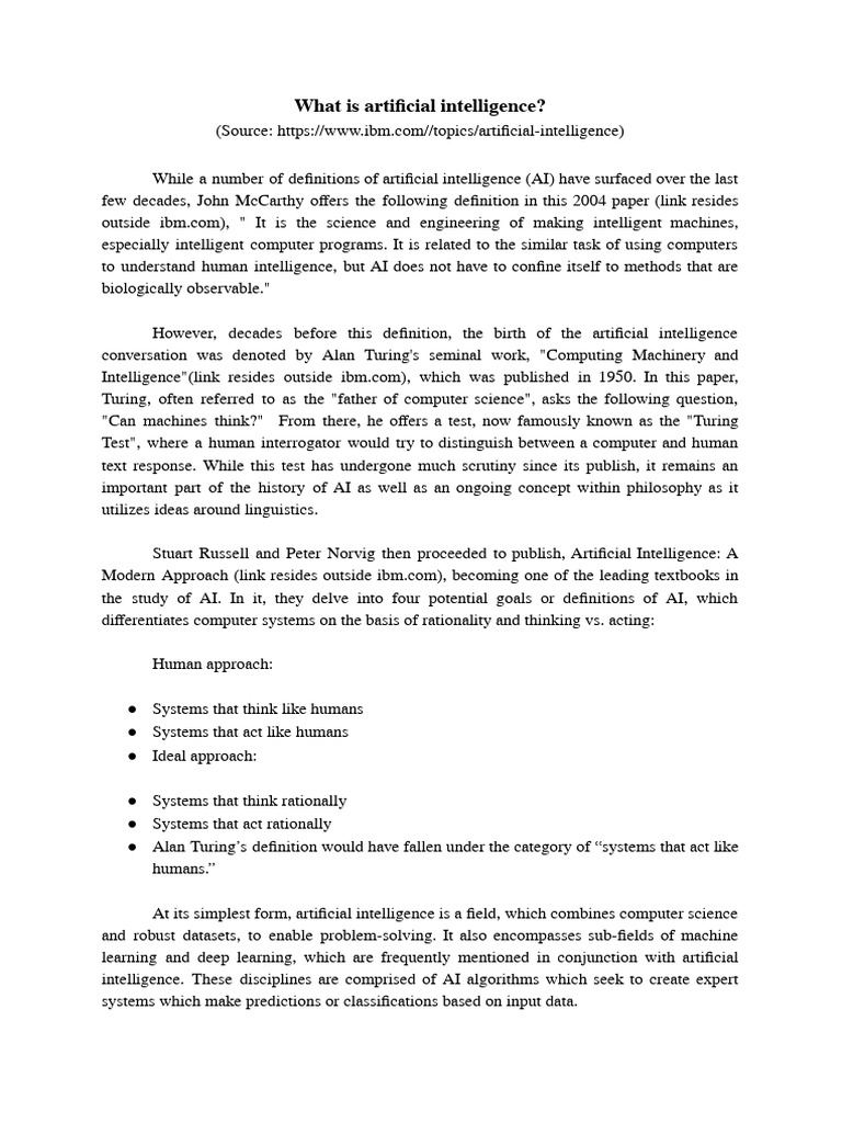 What Is Artificial Intelligence | PDF | Artificial Intelligence ...