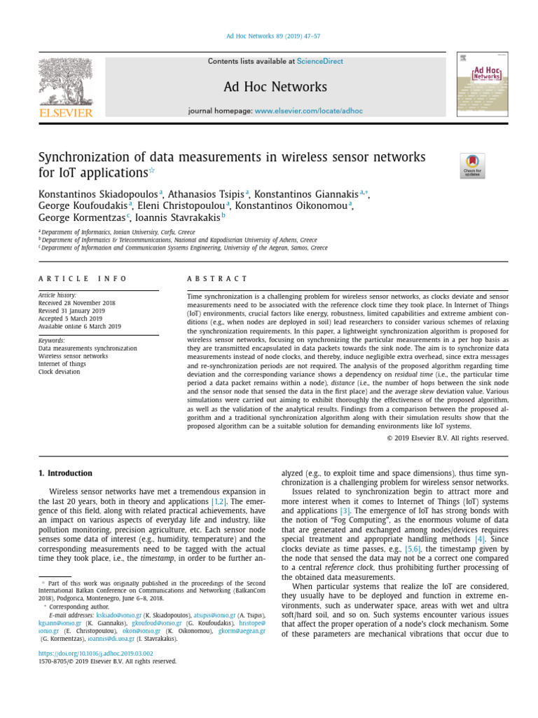 IoT Wireless Sensor Sync Algorithm | PDF | Internet Of Things | Wireless Sensor Network