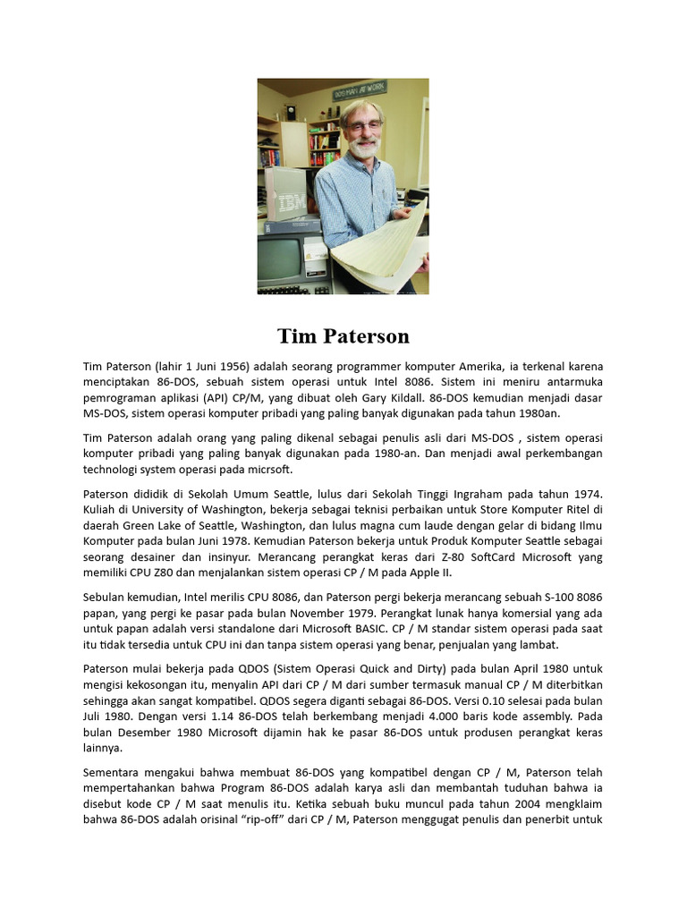 Tim Paterson dan 86-DOS: Awal MS-DOS | PDF