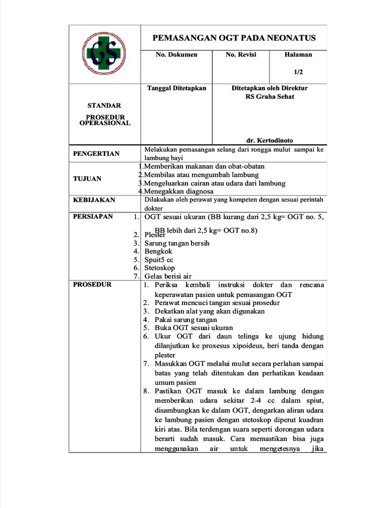 PDF Pemasangan Ogt Pada Neonatus - Compress | PDF