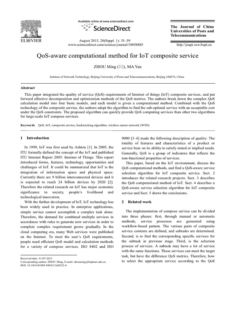 Qos Aware Computational Method For Iot Composite Service Pdf
