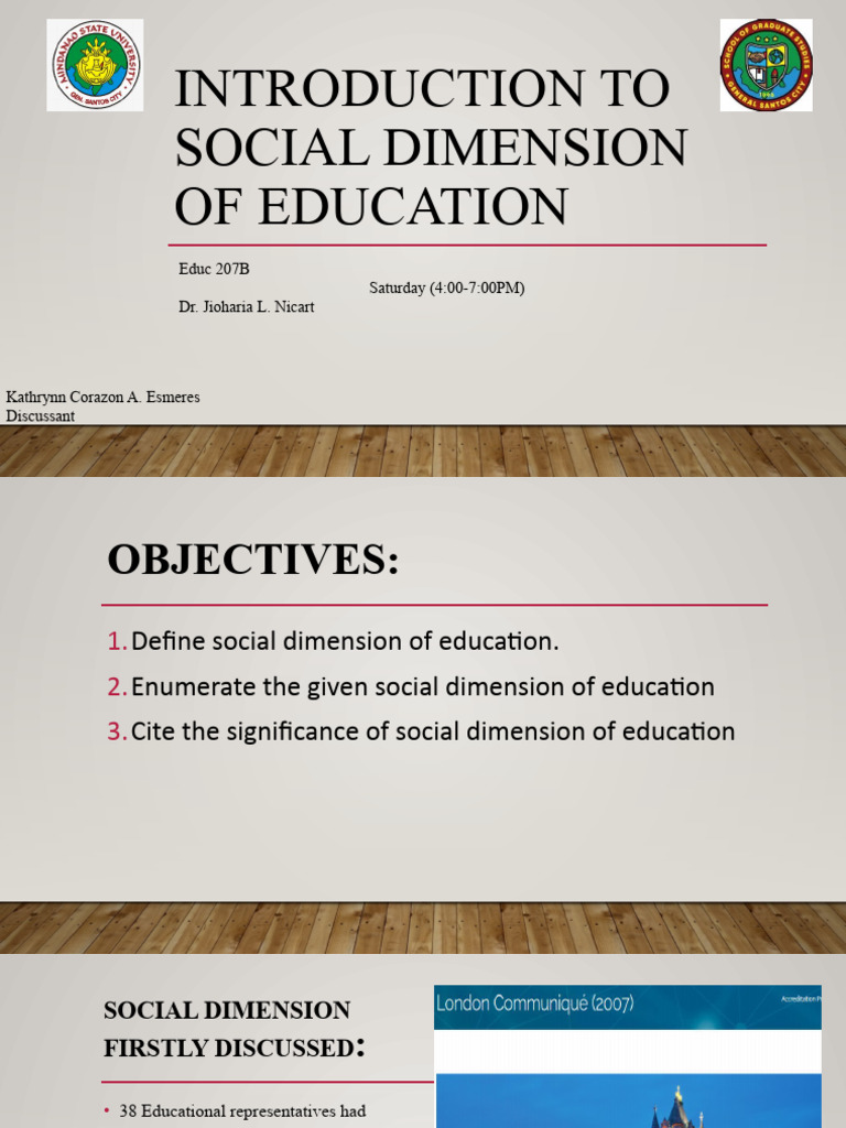 Understanding Social Dimension in Education | PDF | Curriculum | Equal ...