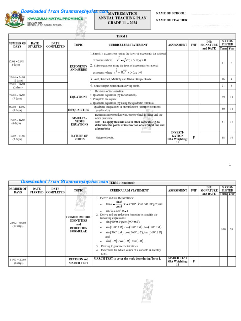 Grade 11 Mathematics ATP 2024 | PDF | Circle | Perpendicular