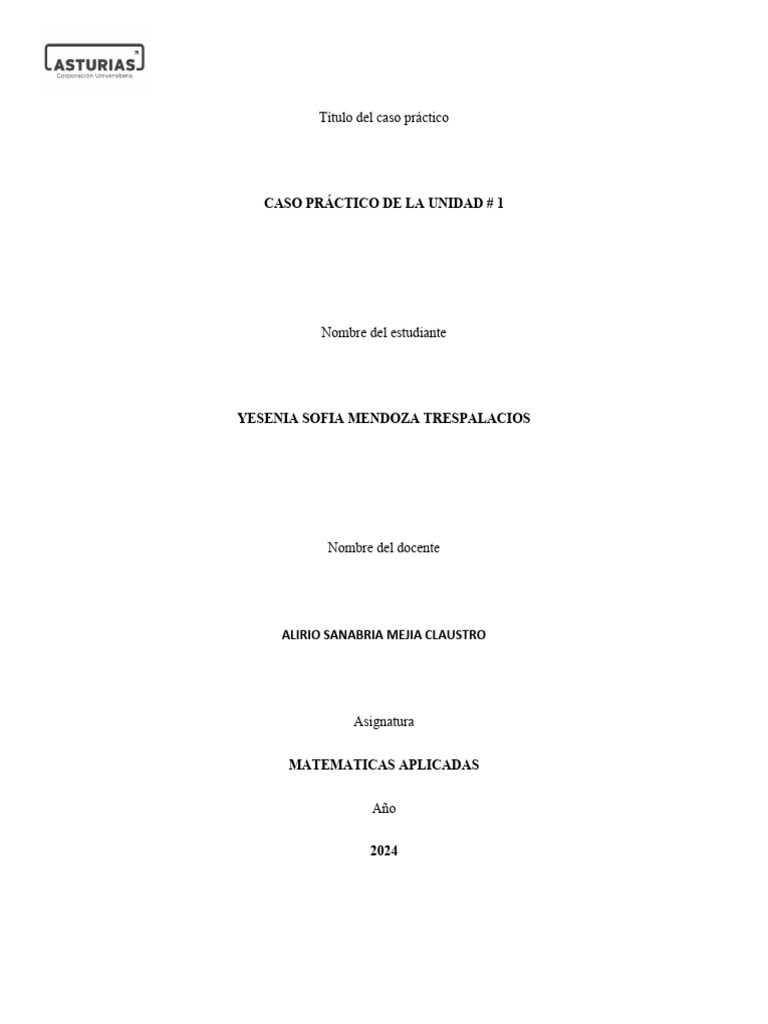 Caso Practico U1 RESUELTO | PDF | Matemáticas