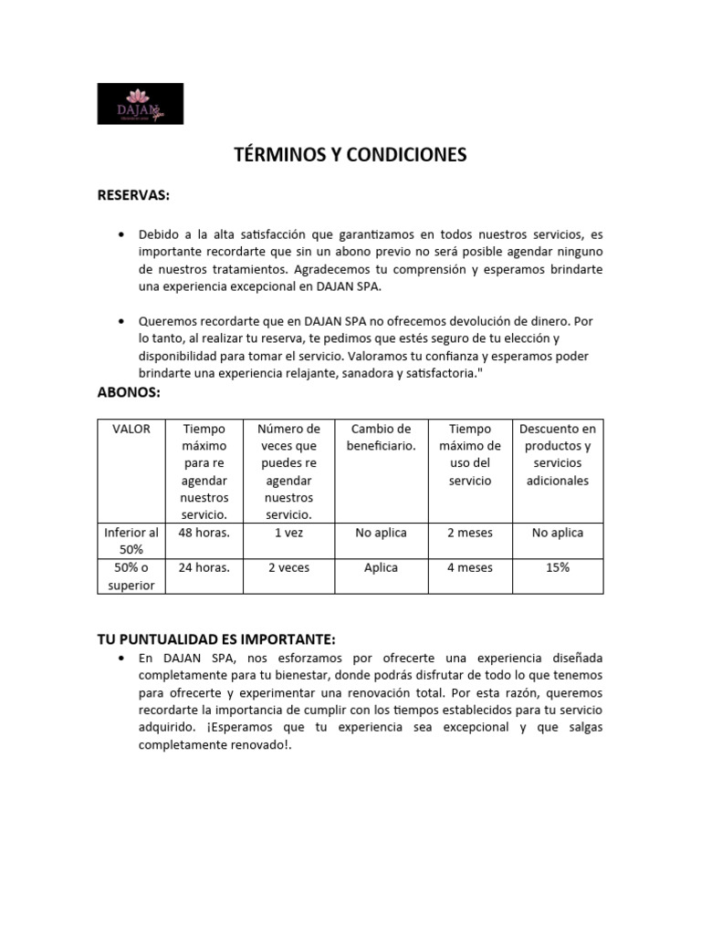 Términos y Condiciones | PDF