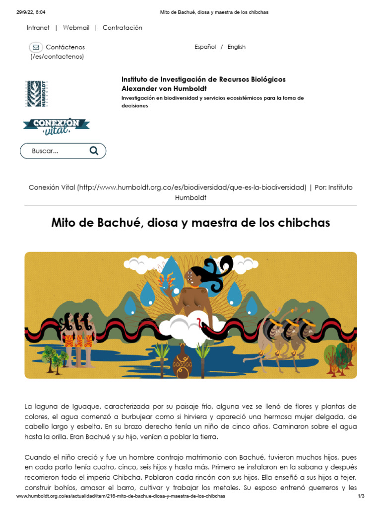 Mito de Bachué, Diosa y Maestra de Los Chibchas | PDF | Colombia