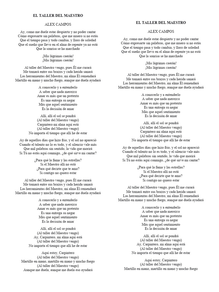 EL TALLER DEL MAESTRO-letra | PDF