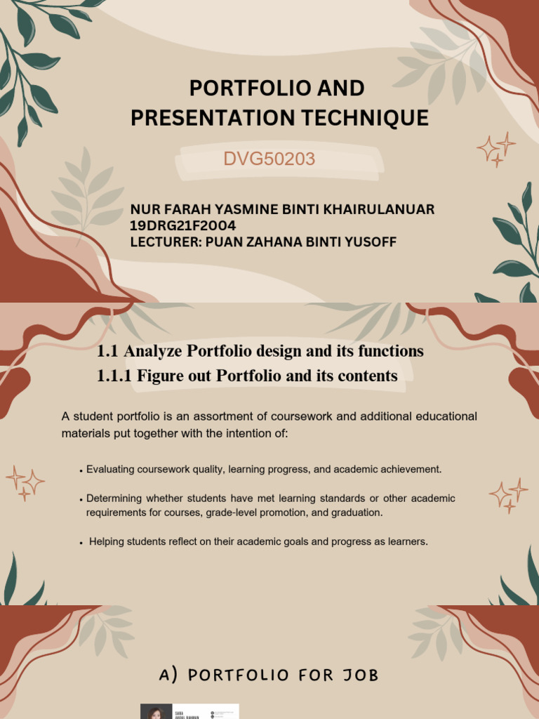 Portfolio and Presentation Technique | PDF | Résumé | Behavior Modification