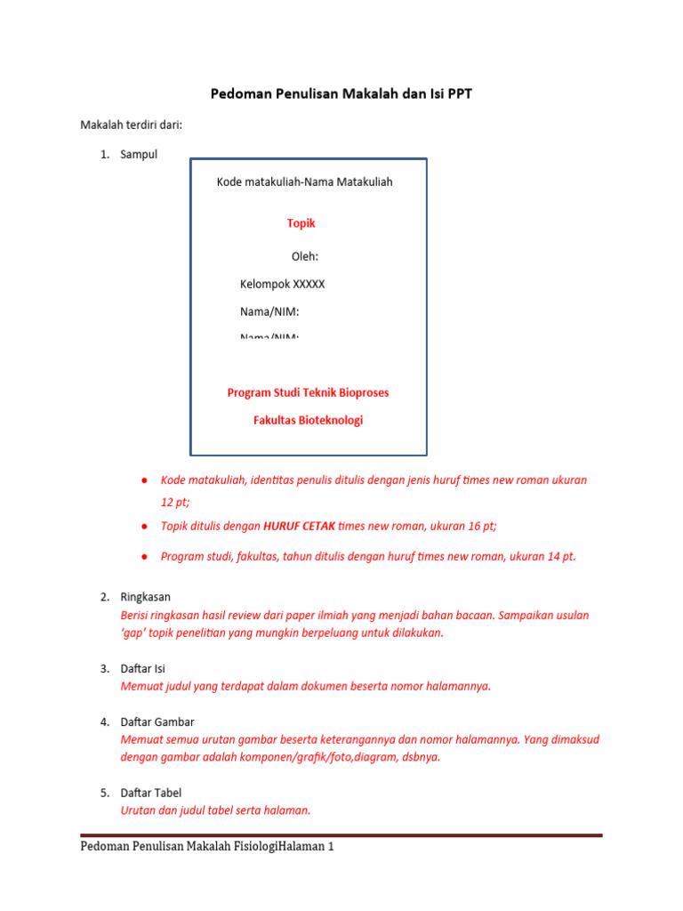 Pedoman Penulisan Makalah Dan PPT | PDF