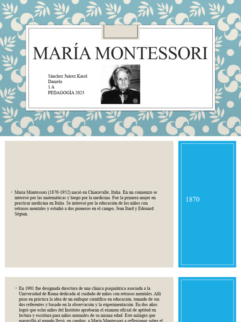 Vida y Método de María Montessori | PDF | Educación Montessori ...