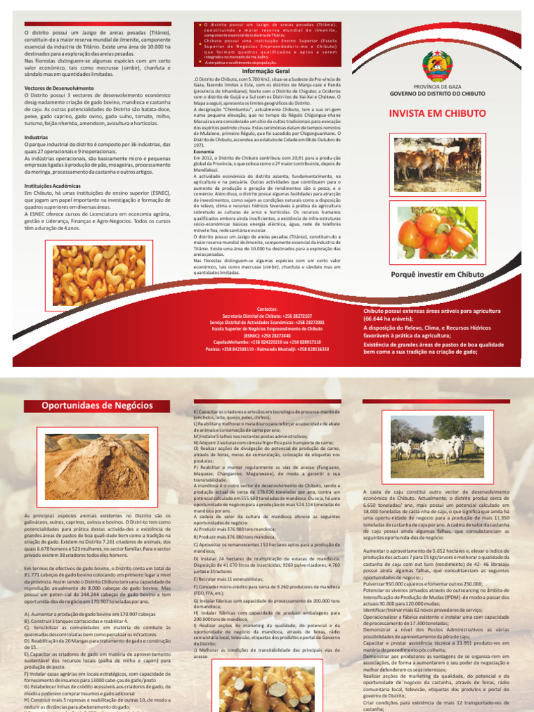 Folheto Do Distrito de Chibuto | PDF | Agricultura | Economia