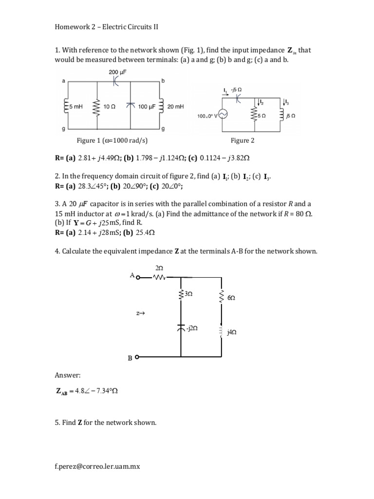 circuitosII_hw2 (4) | PDF | Electrical Network | Electrical Impedance