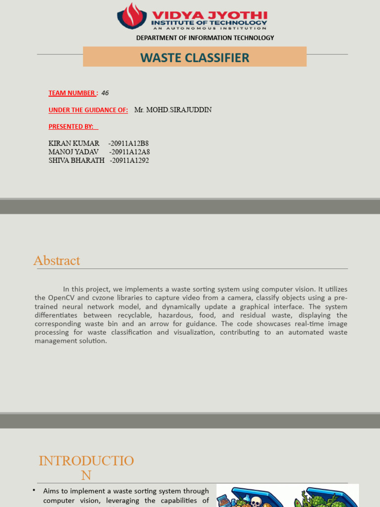 Waste Classifier Major Project Pdf Use Case Computer Vision