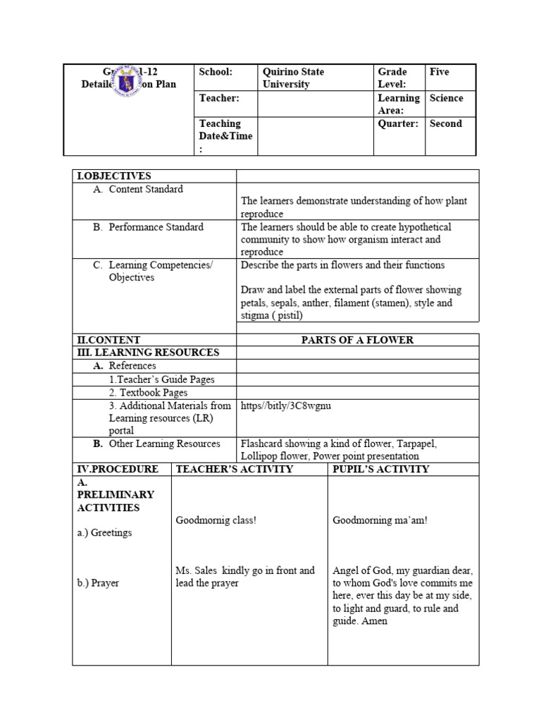 DLP Parts of Flower | PDF | Flowers | Branches Of Botany