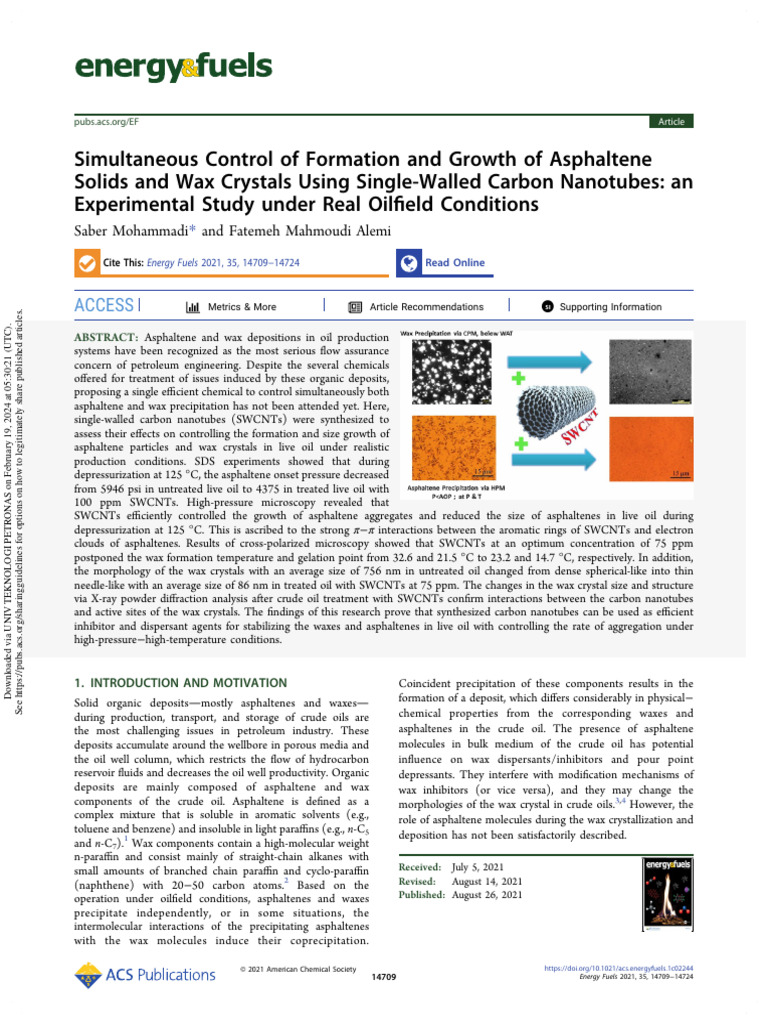 Mohammadi Mahmoudi Alemi 2021 Simultaneous Control of Formation and Growth of Asphaltene Solids ...