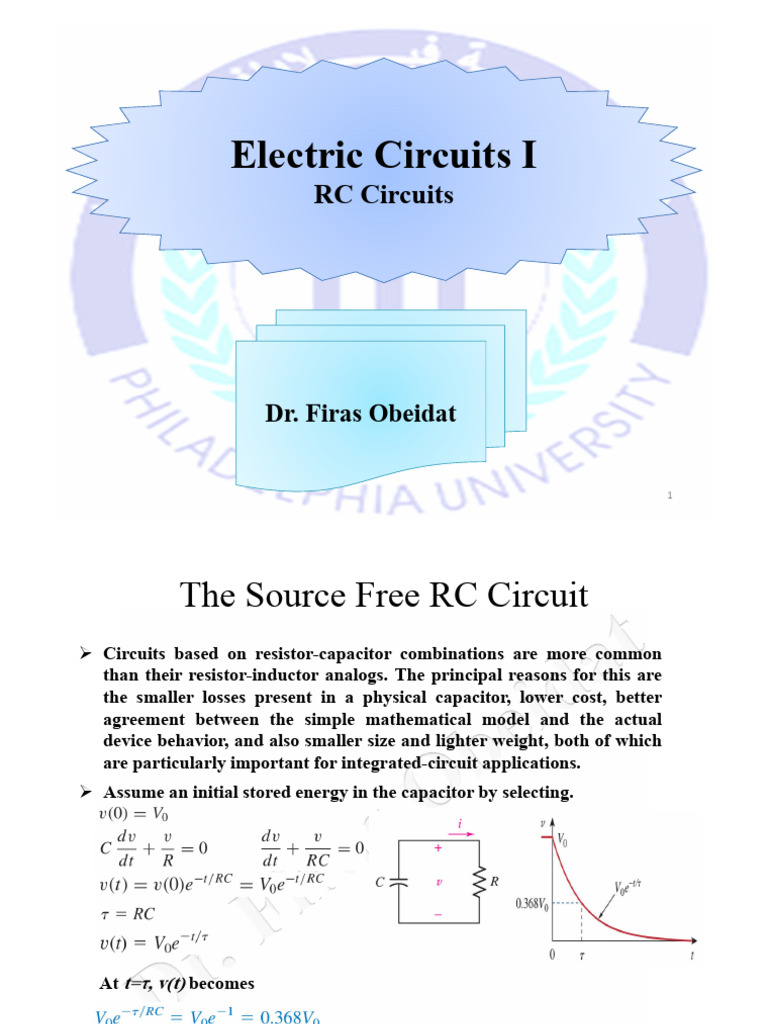 Source Free RC Circuit Analysis | PDF | Teaching Methods & Materials