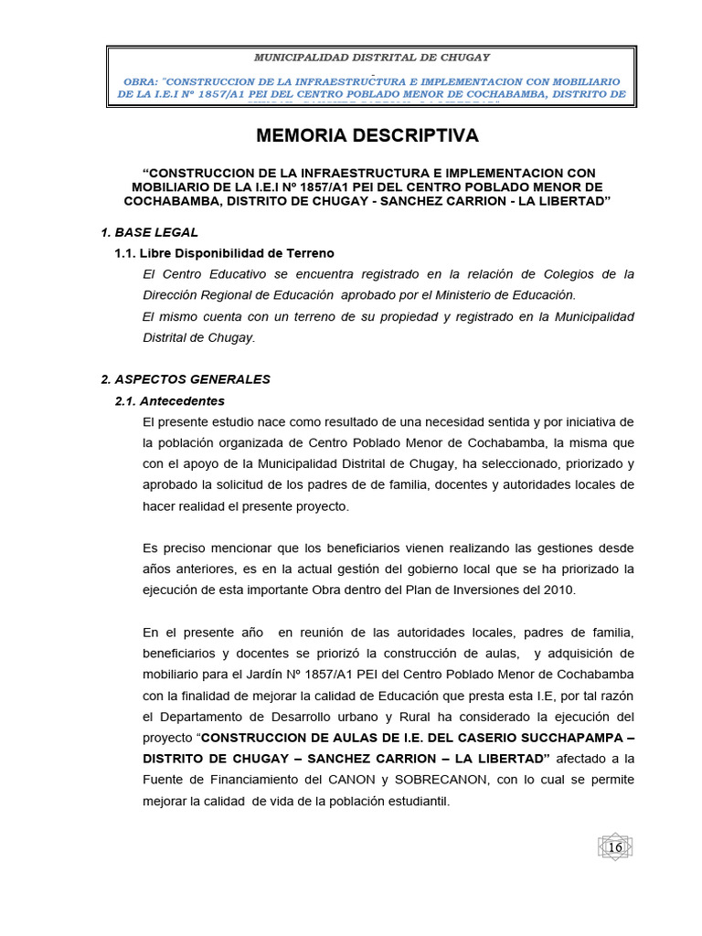 Memoria Descriptiva | PDF | Hormigón | Arena