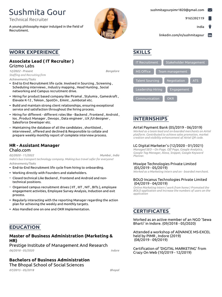 Sushmita's Resume | PDF | Recruitment | Computing