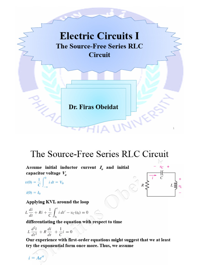 Source-Free Series RLC Circuit Analysis | PDF | Electrical Network ...
