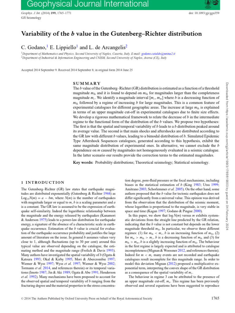 Gutenberg Richter | PDF