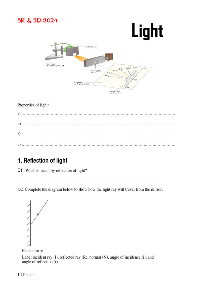 Light Notes | PDF | Refraction | Refractive Index